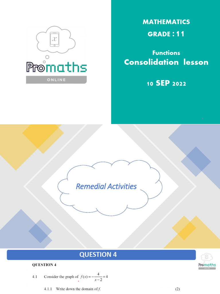 Grade 11 Functions Remedial & Consolidation Sept 2022-1 - 105147 | PDF