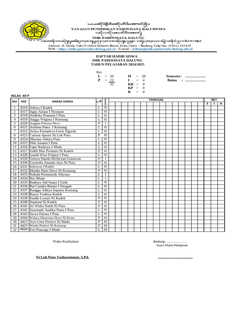 Absen 2024-2025 Fix | PDF