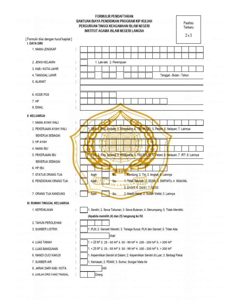 Formulir (KIP Kuliah) | PDF