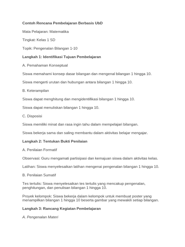 Contoh Rencana Pembelajaran Berbasis UbD | PDF