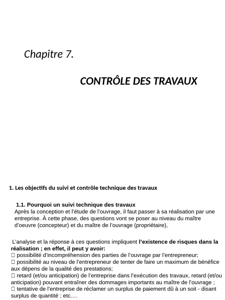 Chap2 Controle Des Travaux | PDF