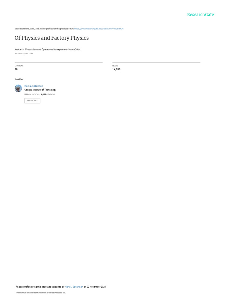 Resumen de Factory of Physics | PDF