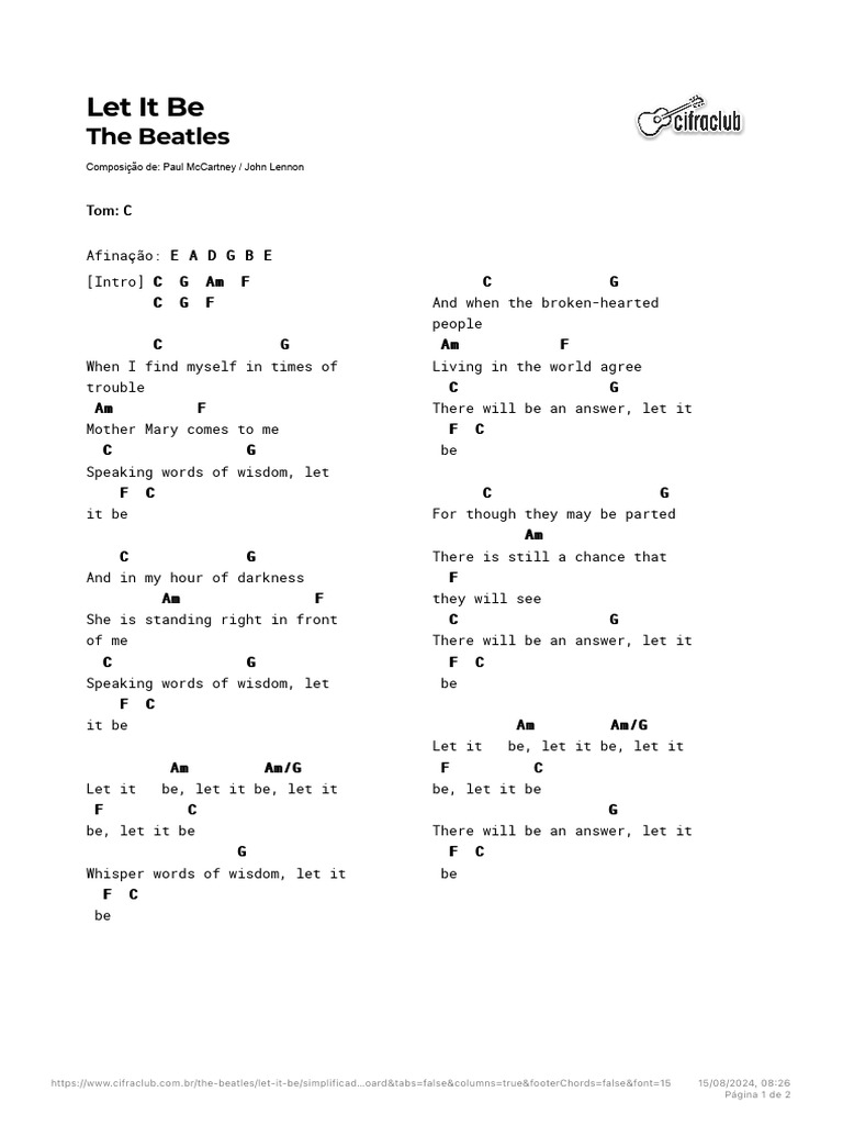Cifra Club - The Beatles - Let It Be | PDF