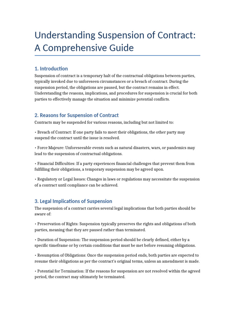 Understanding Suspension of Contract Guide | PDF