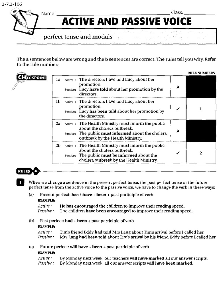 Active and Passive voice - Homework practice 4 (3-7.3) | PDF