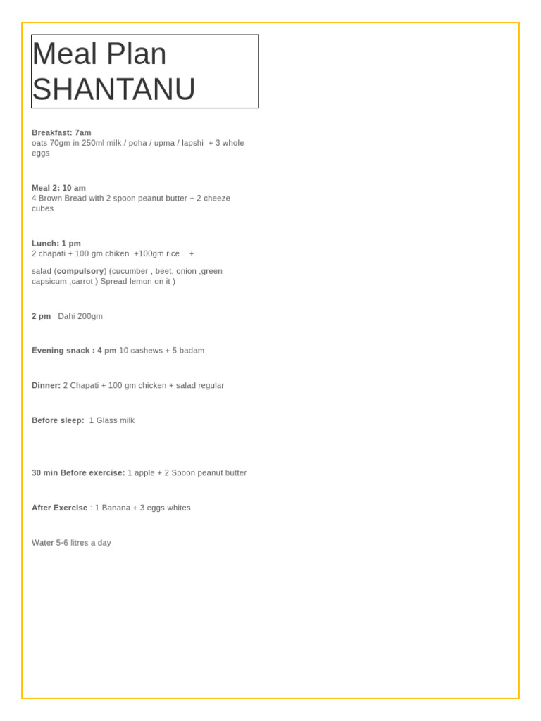 Meal Plan Template Word 03 | PDF