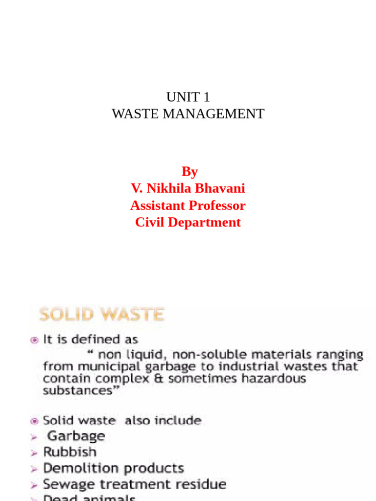UNIT 1 - Waste Management | PDF