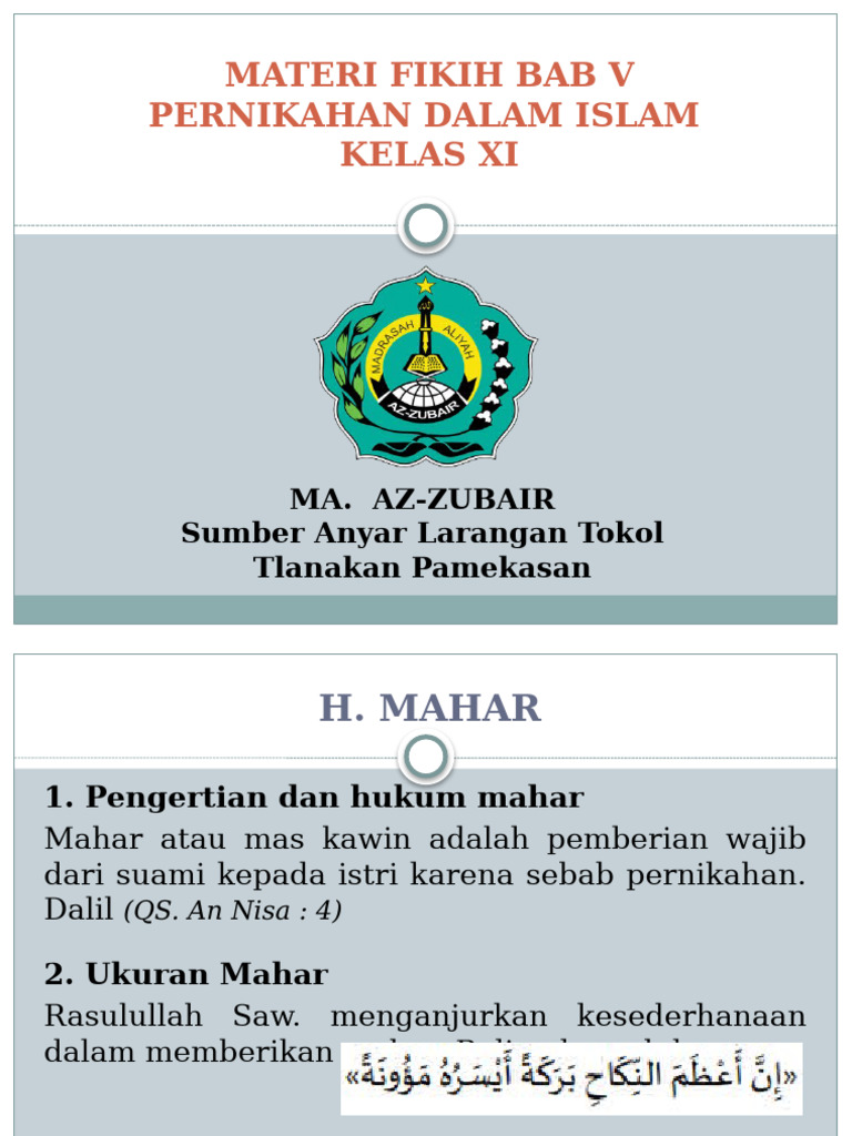 PERNIKAHAN DALAM ISLAM (Mahar) | PDF
