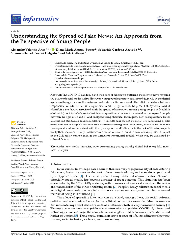 Understanding The Spread of Fake News: An Approach From The Perspective ...