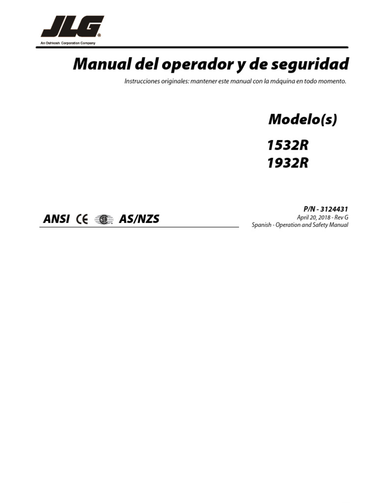 Manual de Operario JLG 1932r Operation Global - Spanish | PDF