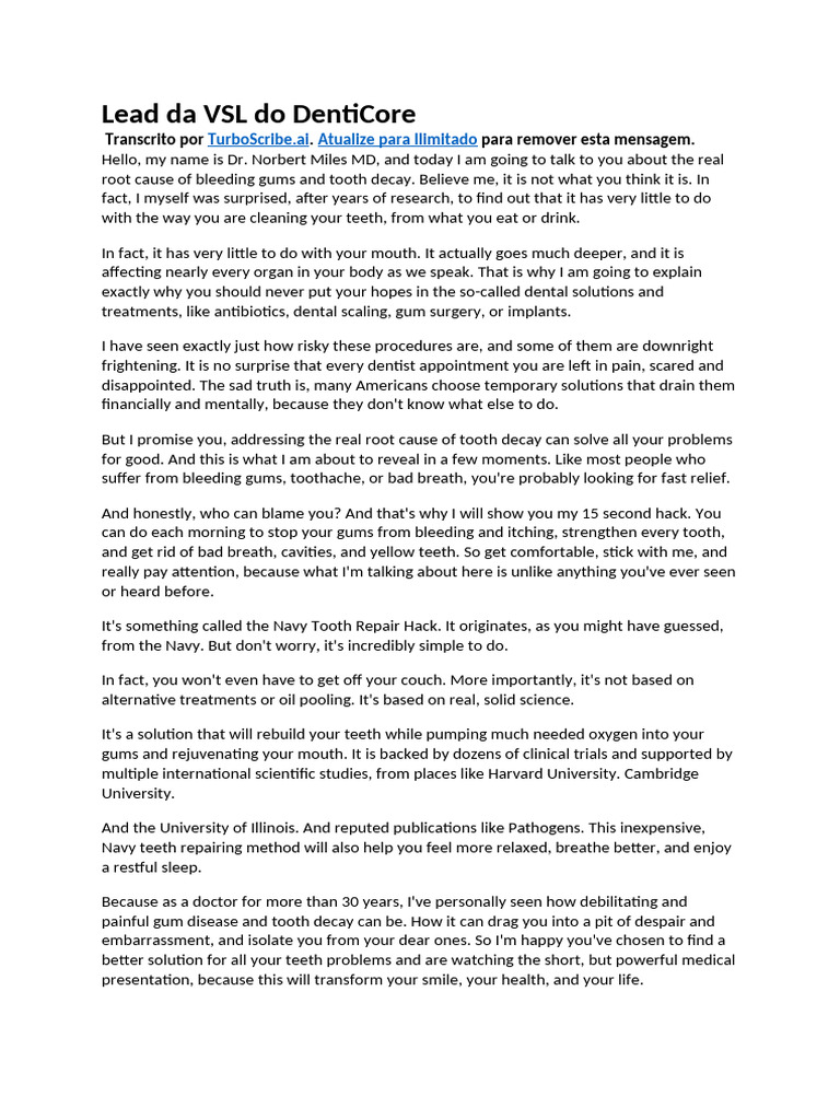 Lead Da VSL Do DentiCore | PDF
