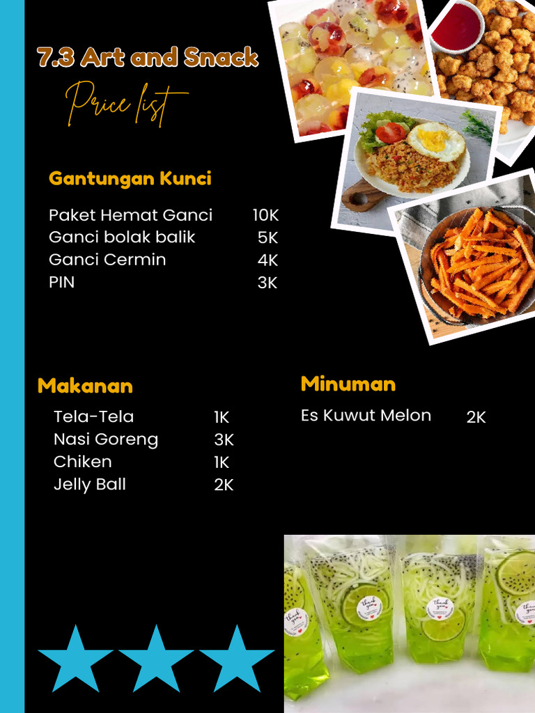 Hitam Kuning Elegan Menu Kedai Mie Dan Camilan | PDF