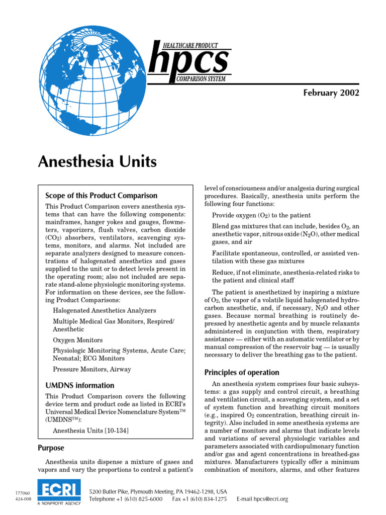 Anesthesia Units | PDF