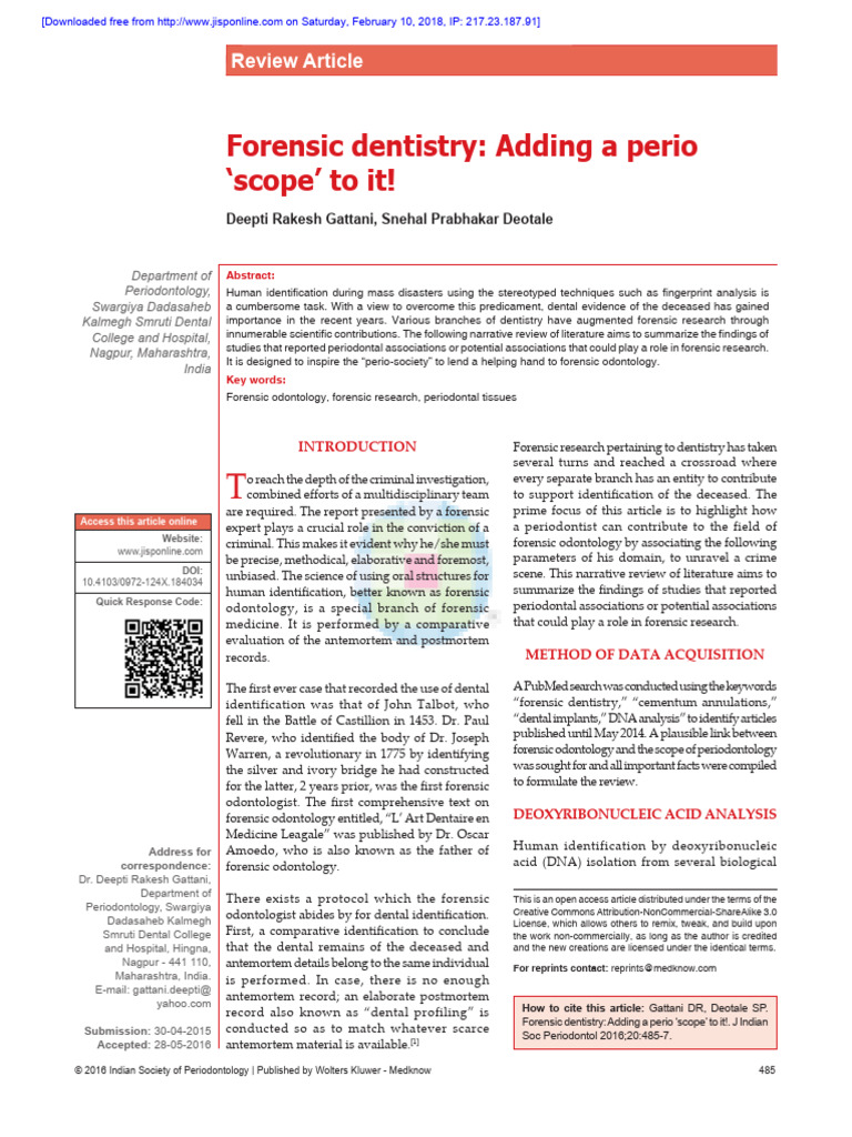 Forensic Dentistry Adding A Perio Scope To It | PDF