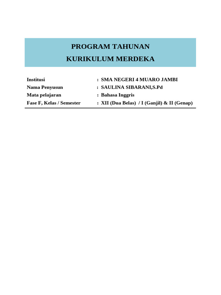 PROTA Kurikulum Merdeka | PDF