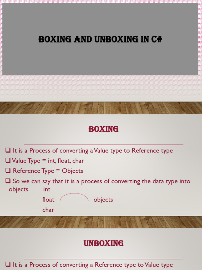 Boxing and Unboxing in C# | PDF
