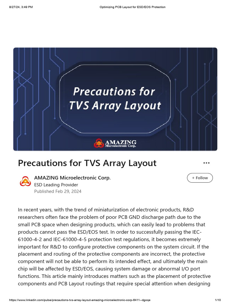 Optimizing USB Layout For ESD-EOS Protection | PDF | Printed Circuit Board | Electronic Circuits