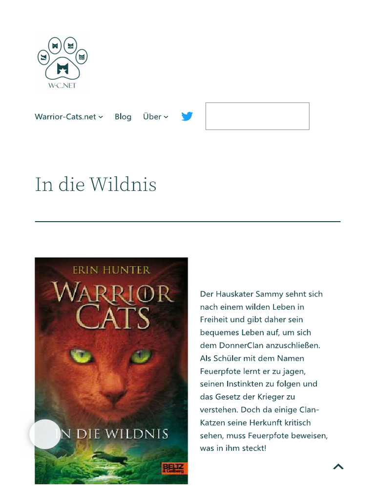 1.1. Warrior Cats in Die Wildnis Summary | PDF