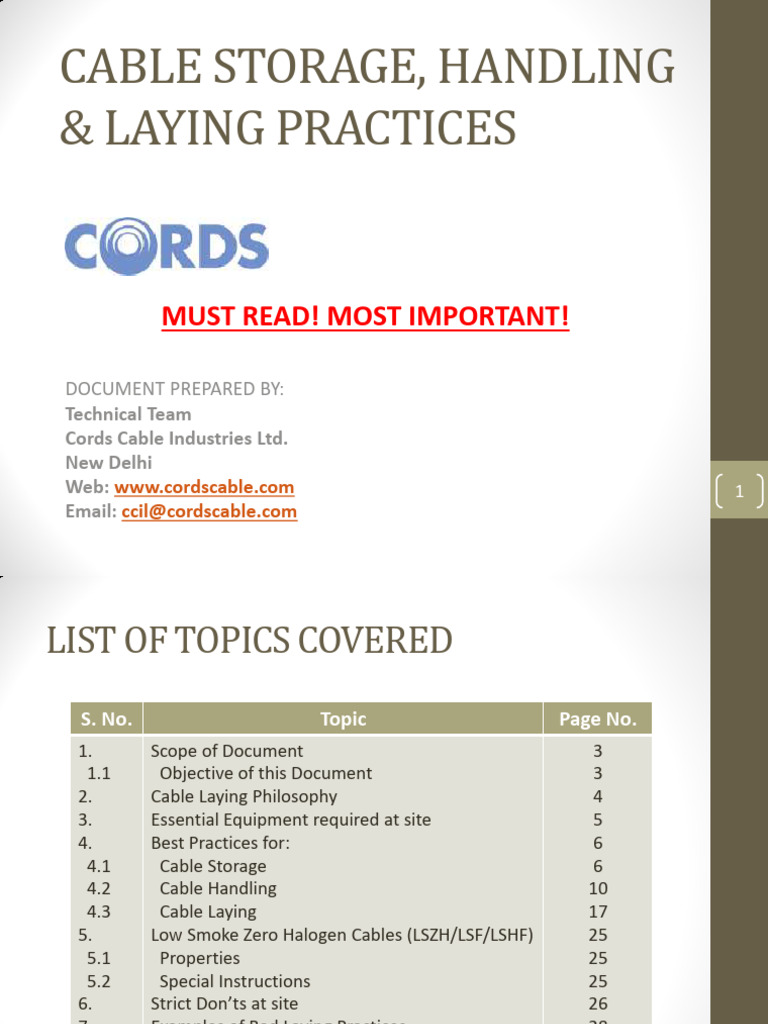 LV & Control Cable_Packing Handling Procedure New. | PDF