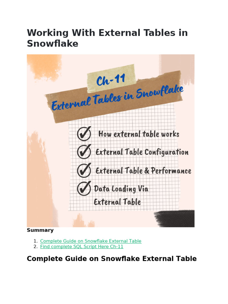 Working With External Tables in Snowflake | PDF