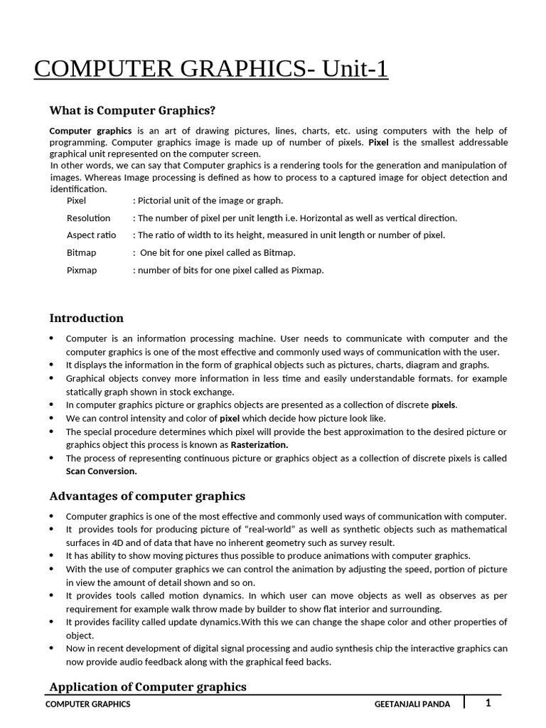 Cg Unit 1 Pdf 