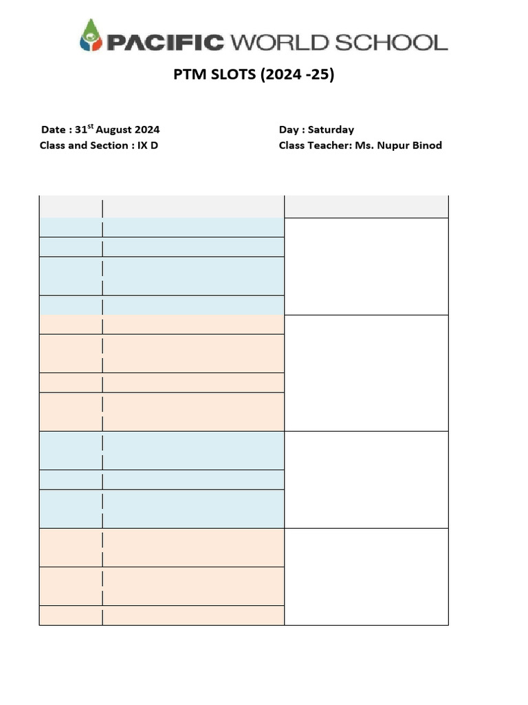 PTM Slots Class - 9D | PDF