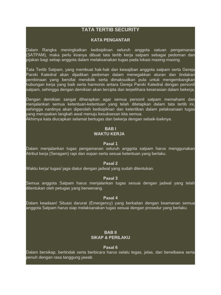 TATA TERTIB SECURITY | PDF