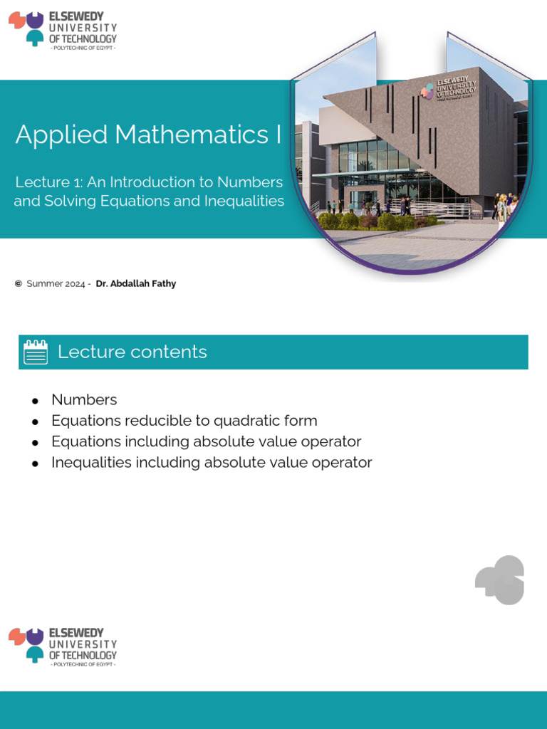 Lecture (1) (Applied Math I) | PDF