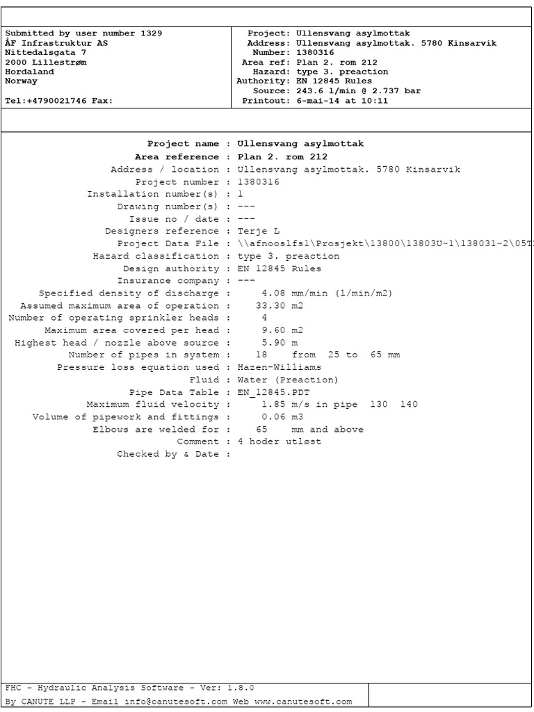 Hydraulisk Beregning Bygg A Plan 2 | PDF | Fluid Dynamics | Chemical ...