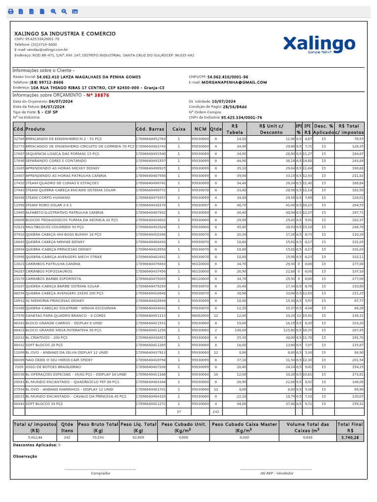 Orçamento 38876 | PDF