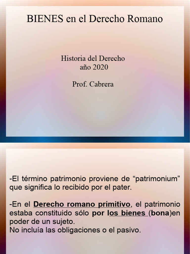 Bienes en El Derecho Romano | PDF