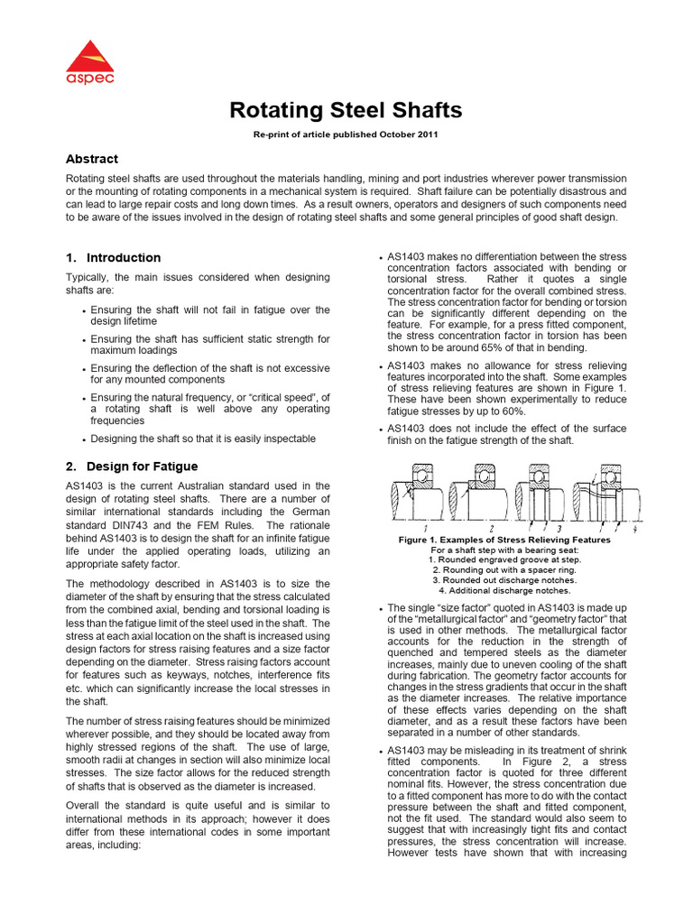 Article Rotating Steel Shafts October 2011 Aspec Engineering SVance | PDF