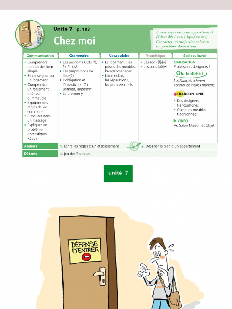 Ed.A1.U7 - Chez Moi | PDF