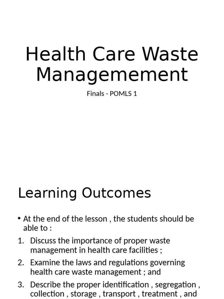 Health Care Waste Management WPS Office | PDF
