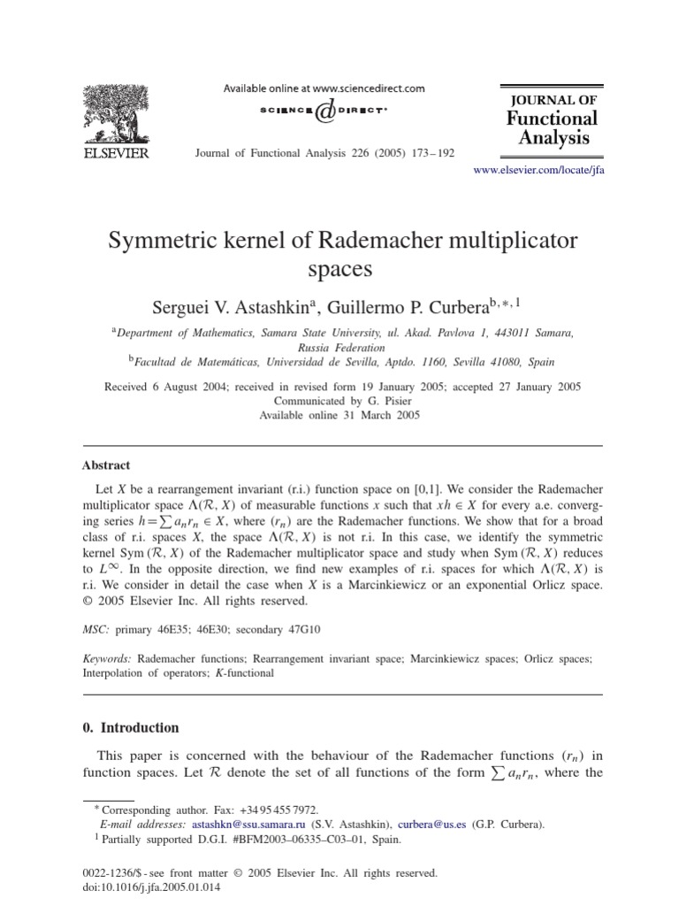 Serguei V. Astashkin and Guillermo P. Curbera - Symmetric Kernel of Rademacher Multiplicator ...