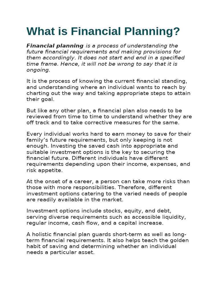What Is Financial Planning | PDF
