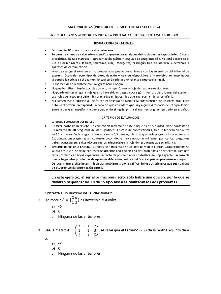 Simulacro Matematicas | PDF