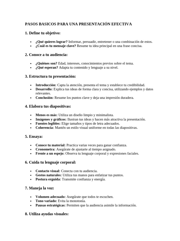 Pasos Basicos para Una Presentación Efectiva | PDF