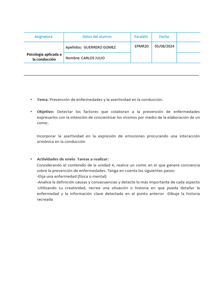 TAREA UNIDAD 4 (1) Psicologia Echa | PDF