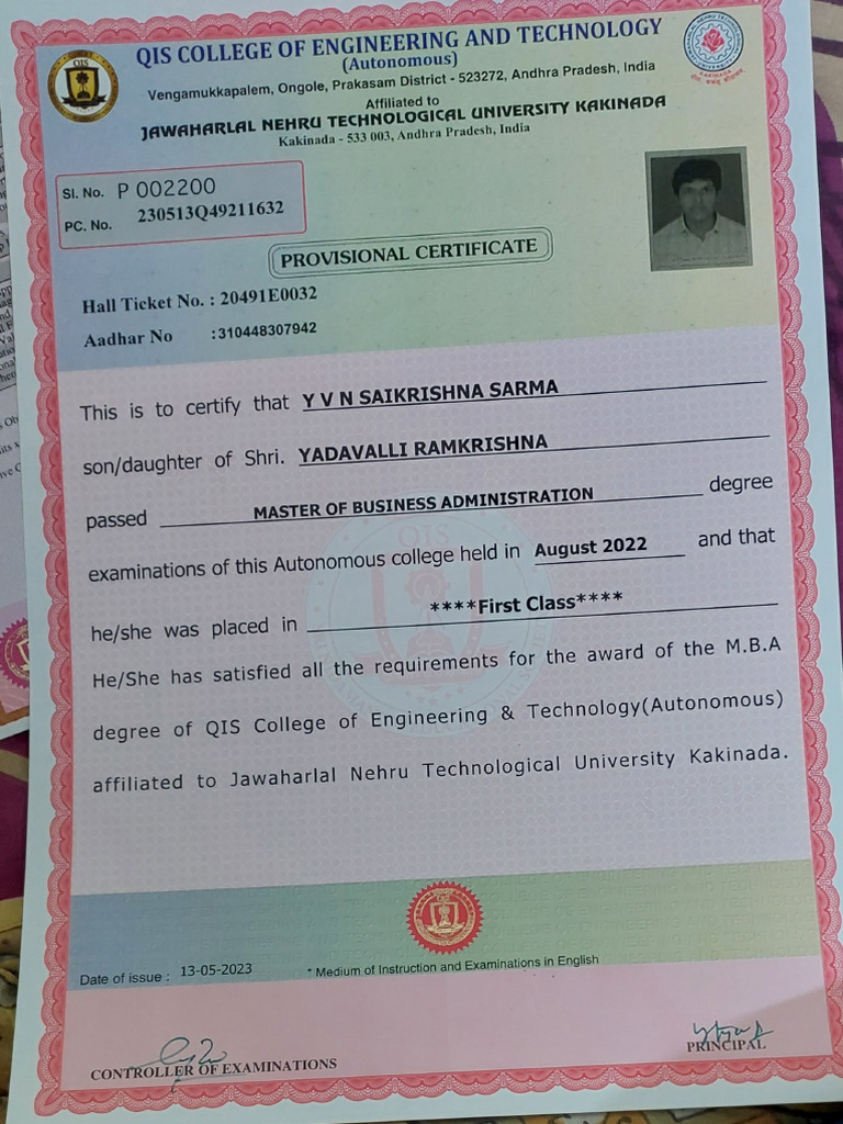 I am sharing 'MBA Certificate' with you | PDF
