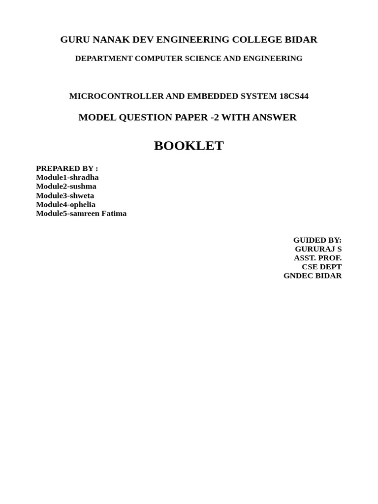 Model Question Paper 2 With Answer (18cs44) - 4thsem - Cse | PDF