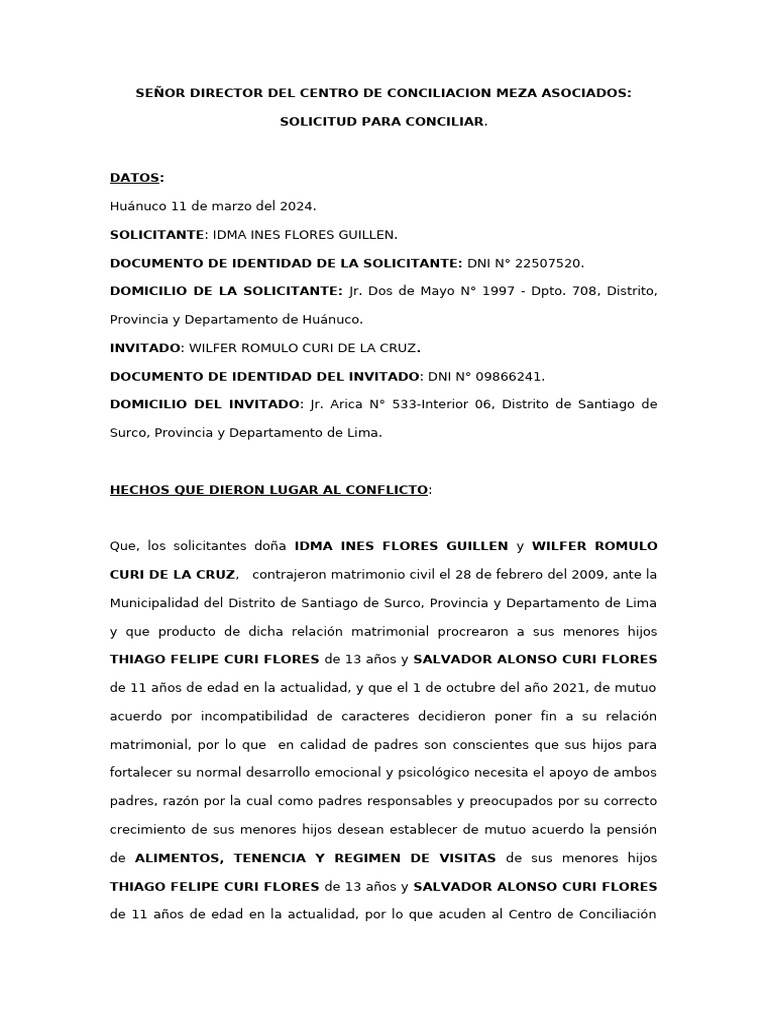 Modelo de Solicitud para Conciliar | PDF