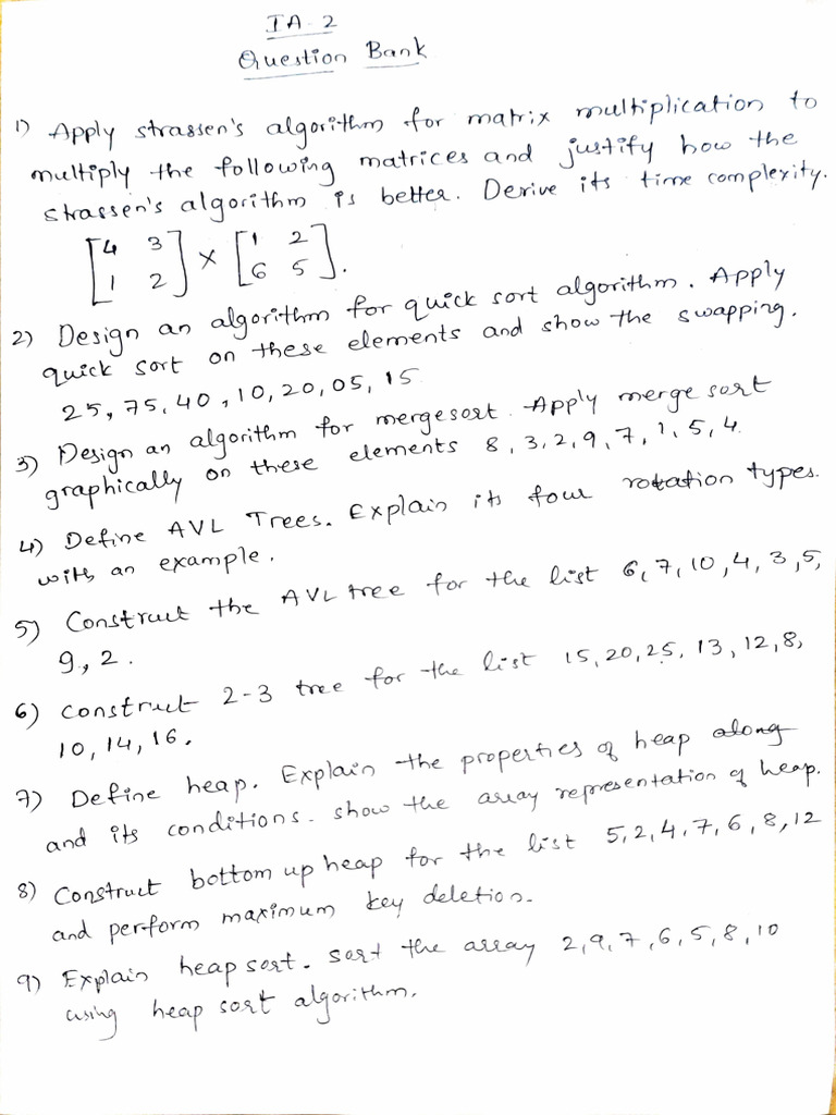 DAA Question Bank | PDF