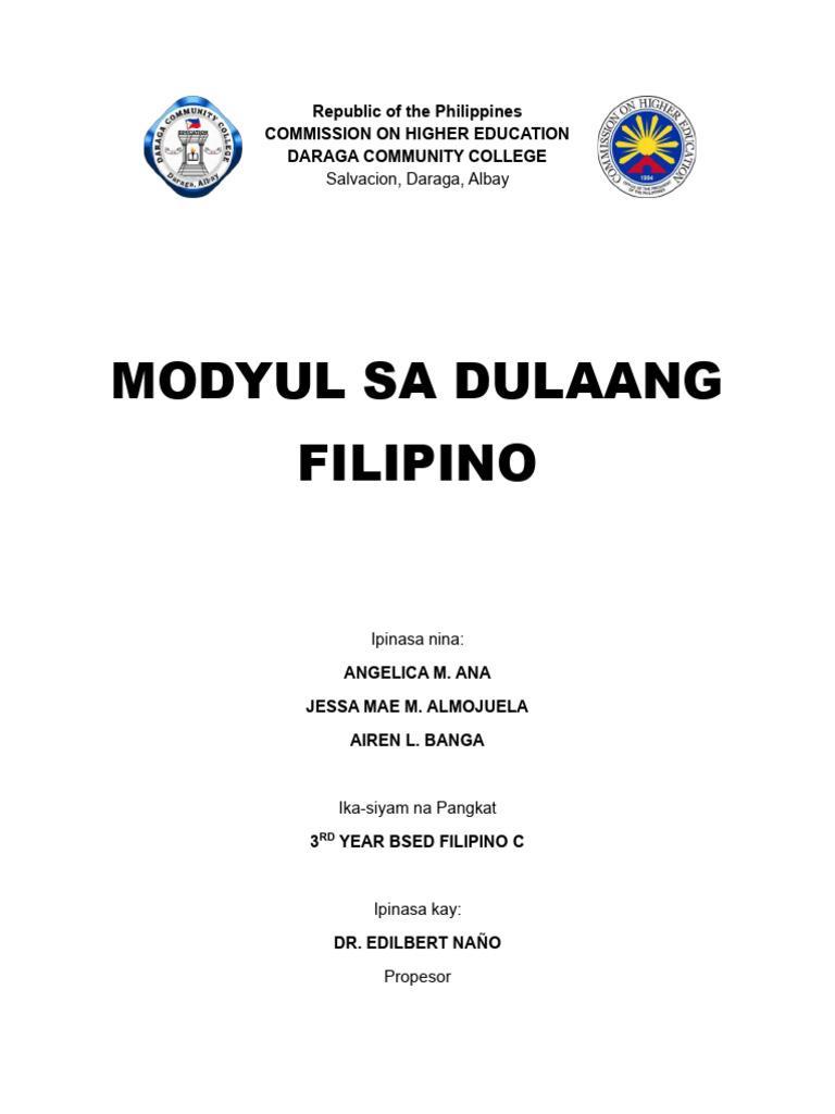Module Dulaang Filipino G9 1 | PDF