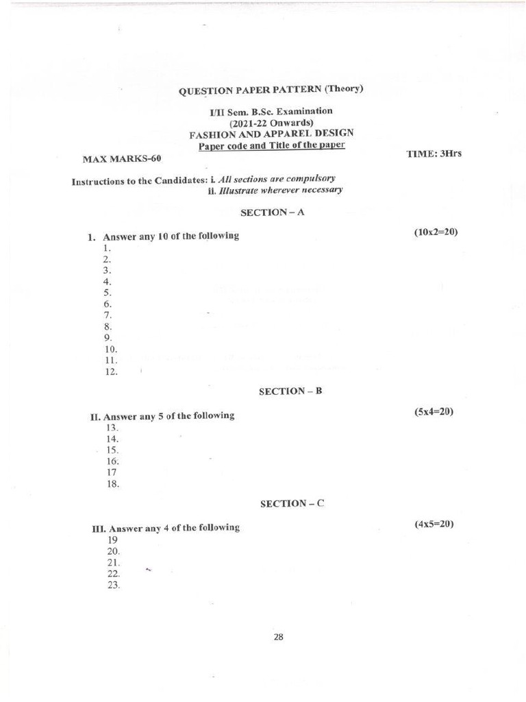 Model QP Pattern For BSC Fad | PDF