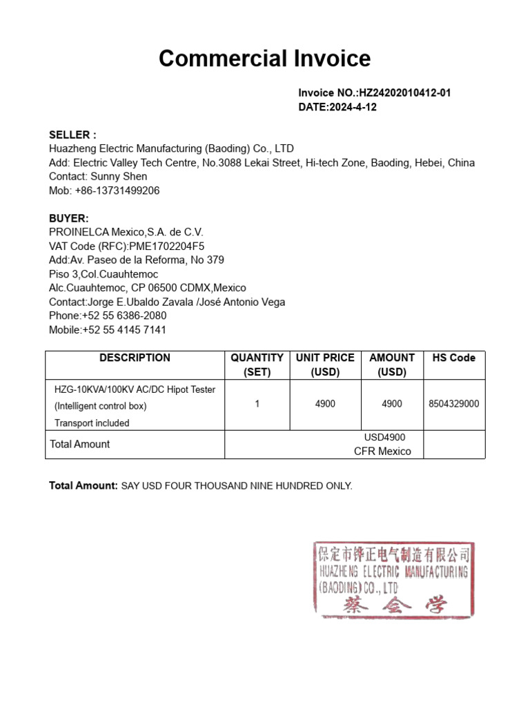 Commercial INVOICE | PDF