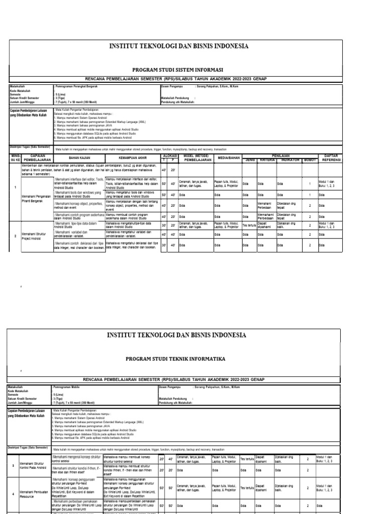 RPS Pemrograman Mobile ITBI | PDF