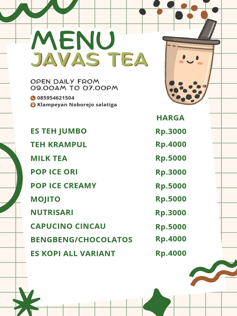 Yellow & Green Floral Food Menu Portrait | PDF