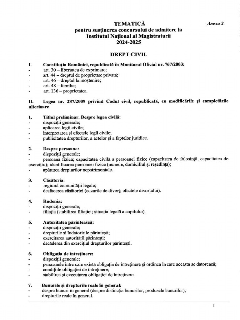 Tematica Concurs Barou 2024 | PDF