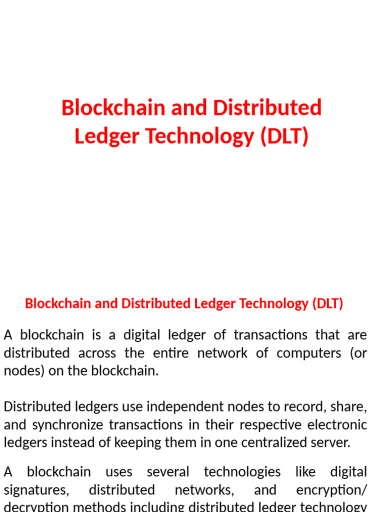 Blockchain and Distributed Ledger Technology (DLT) | PDF